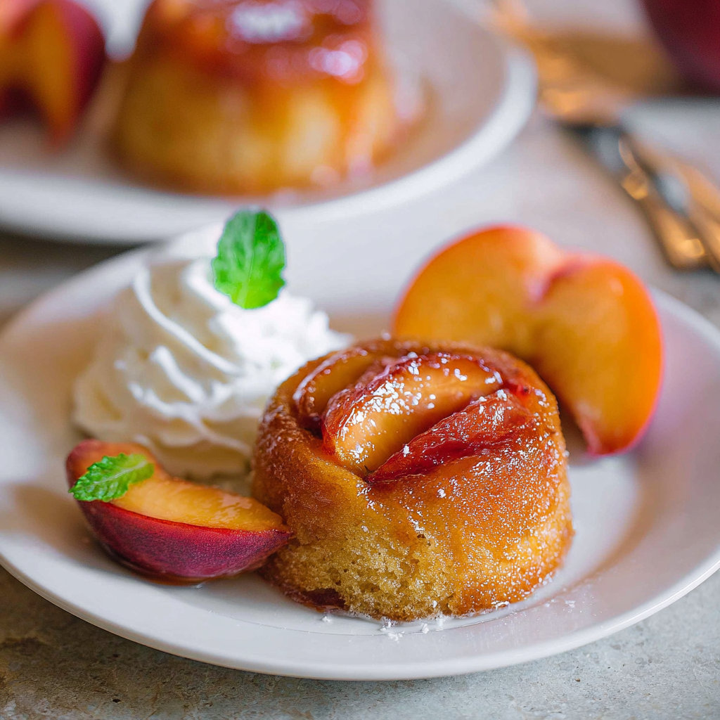 Peach Upside Down Mini Cakes - Snack On Meat