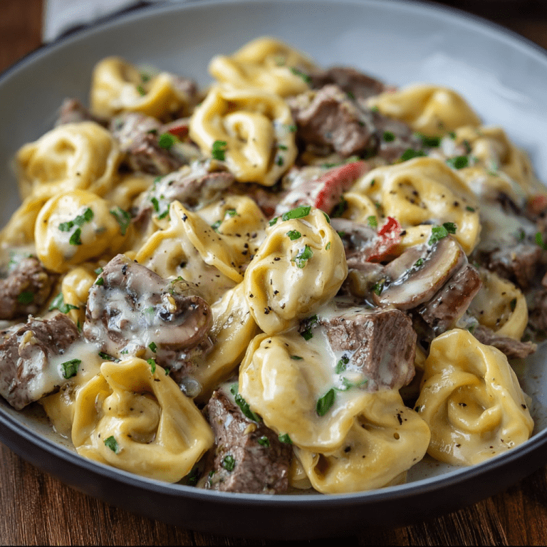 Philly Cheesesteak Tortellini Pasta - Snack On Meat