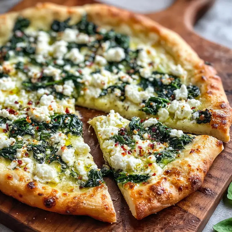 Greek Roasted Garlic Spinach White Pizza - Snack On Meat