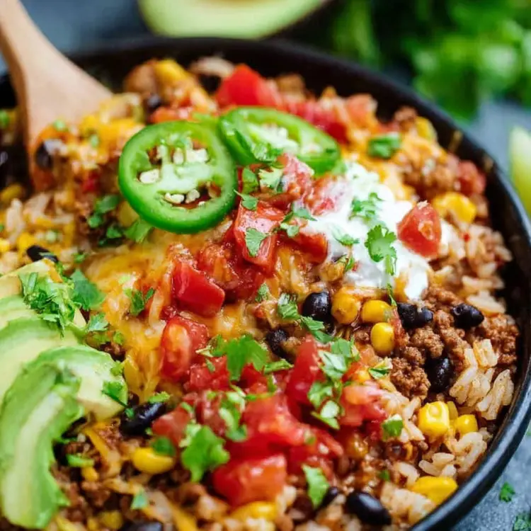 One-Pot Ground Beef Burrito Bowls (30-Minute Dinner) - Snack On Meat