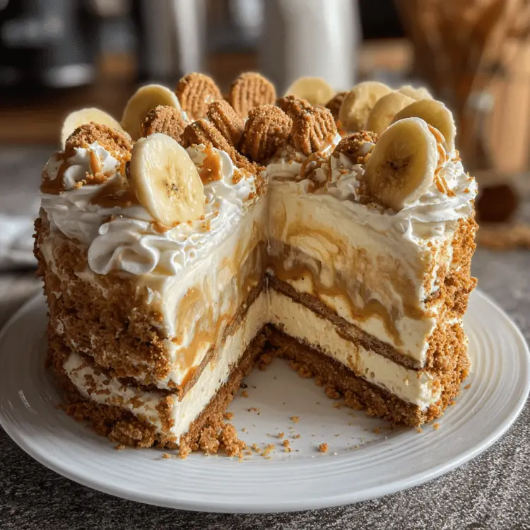 Banana Pudding Cookie Butter Cheesecake Cake - Snack On Meat