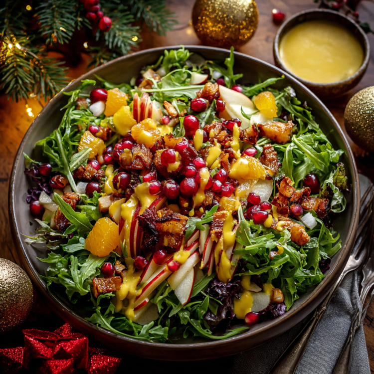 Christmas Salad with Honey Mustard Dressing - Snack On Meat