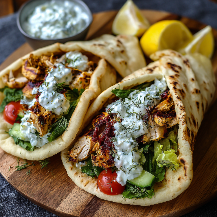 Mediterranean Chicken Gyros with Creamy Feta Tzatziki - Snack On Meat