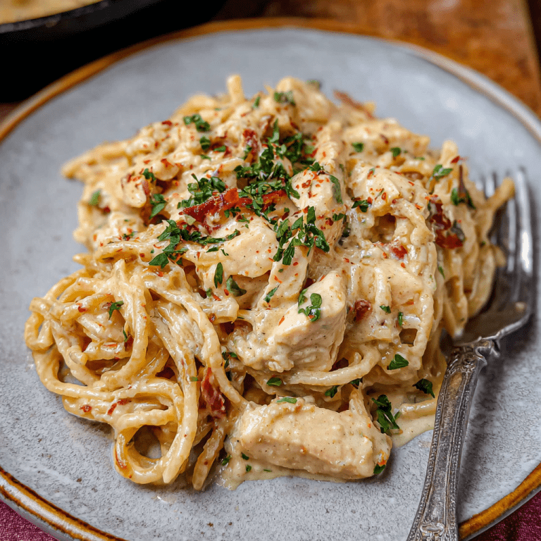 Creamy Spaghetti Chicken - Snack On Meat