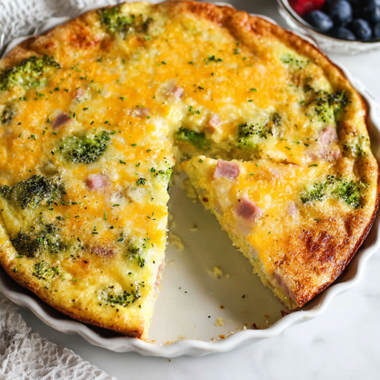 Crustless Quiche with Ham, Broccoli & Cheese (Low-Carb) - Snack On Meat