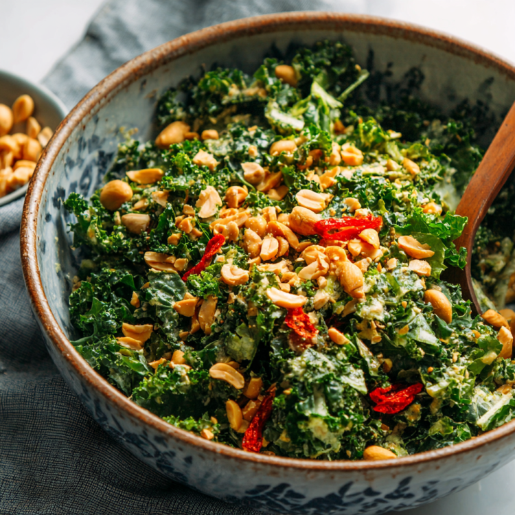 Roasted Peanut Kale Crunch Salad - Snack On Meat