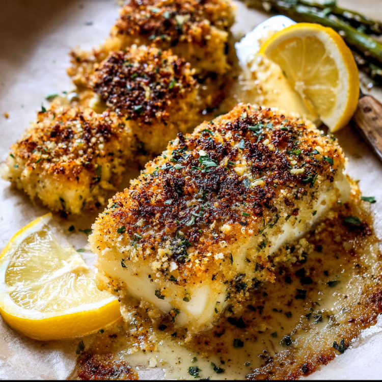 Parmesan Garlic Butter Crusted Halibut - Snack On Meat