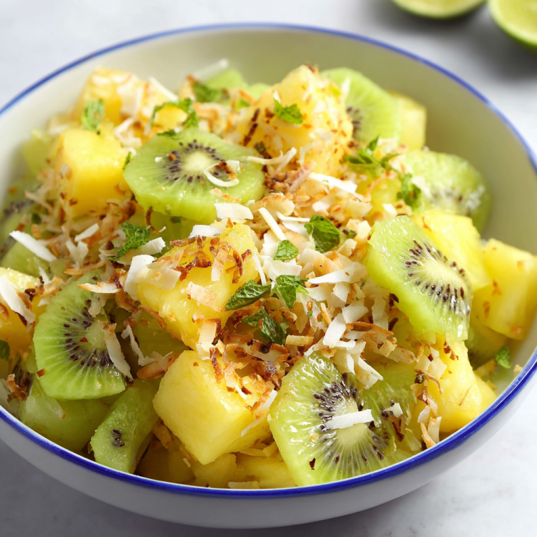 Pineapple Kiwi Salad with Honey Lime Dressing - Snack On Meat