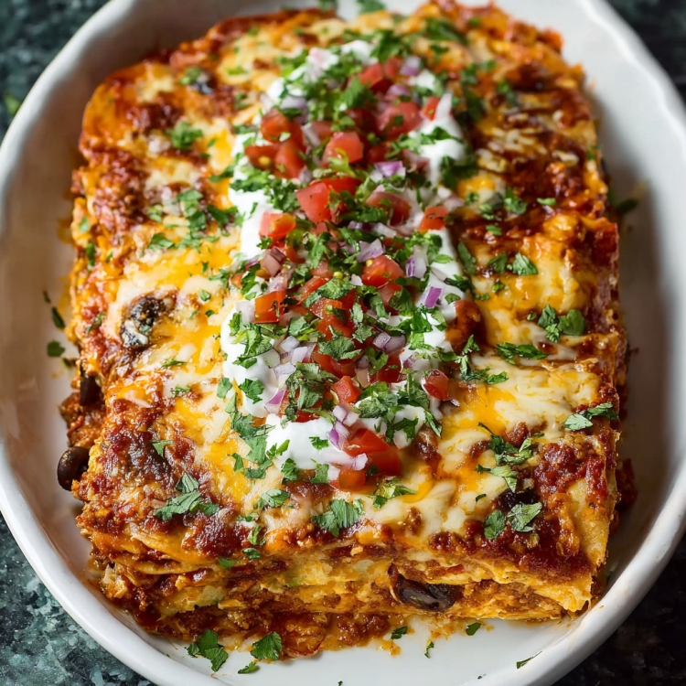 Mexican Lasagna (Tex-Mex Tortilla Casserole) - Snack On Meat