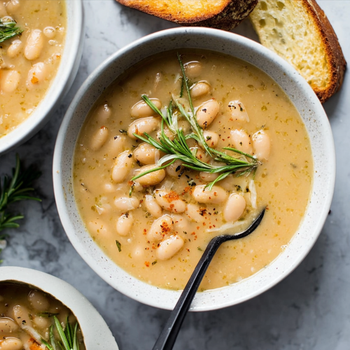 Rosemary Garlic White Bean Soup - Snack On Meat